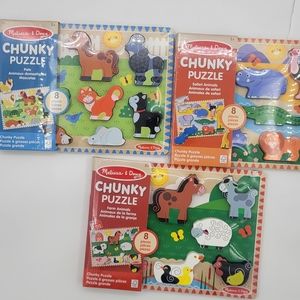 Melissa & Doug | Toys | Melissa Doug Wooden Chunky Puzzles Set Farm ...